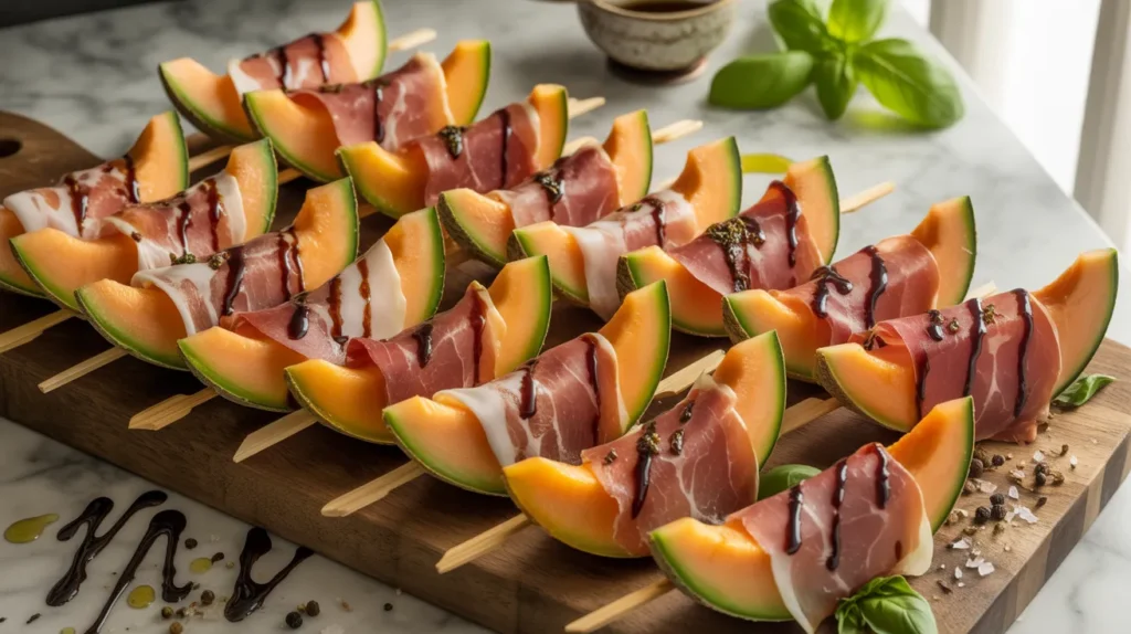 Prosciutto and Melon Skewers Recipe (Easy Elegant Appetizer!) - Easy ...